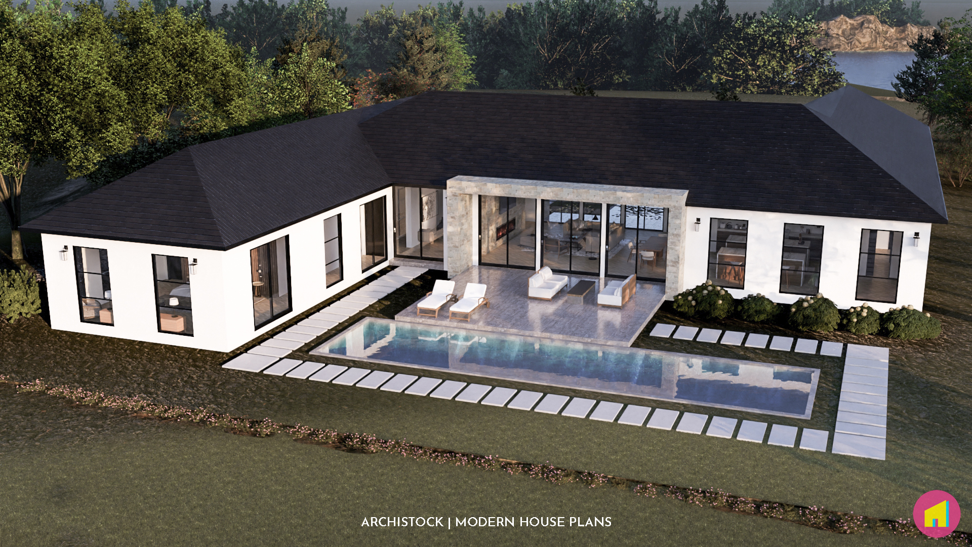 Modern Ranch-Style House - ANK STUDIO House Plans