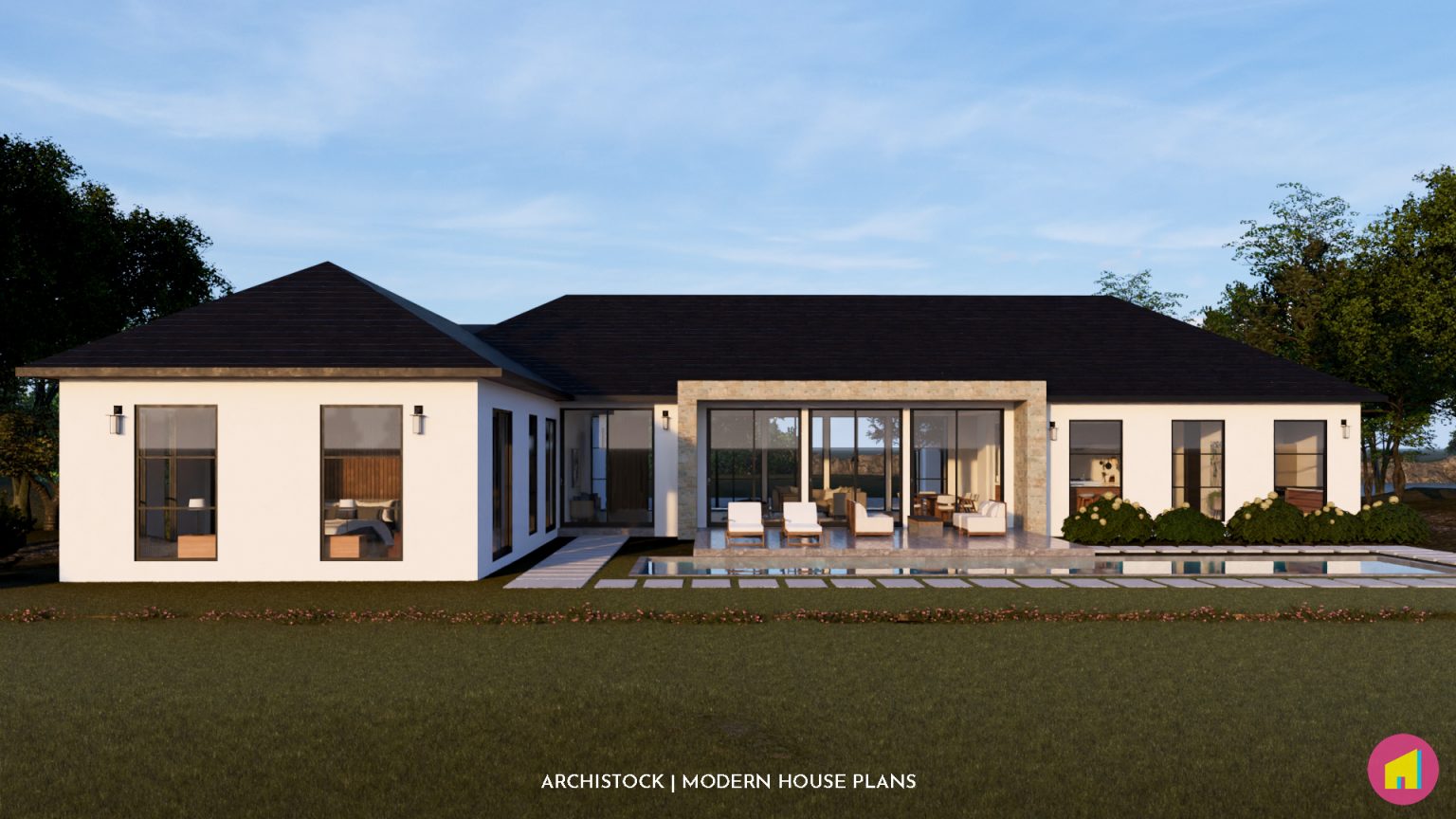 Modern Ranch-Style House - ANK STUDIO House Plans