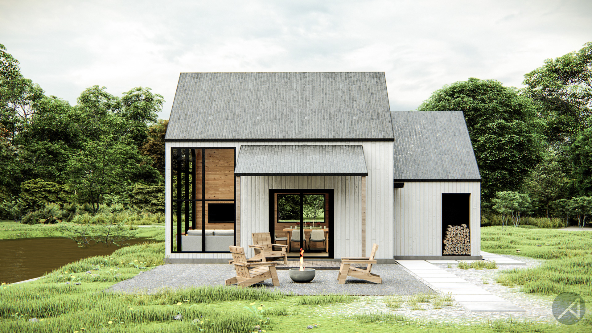 Small Modern Cabin House Plan - ANK Studio