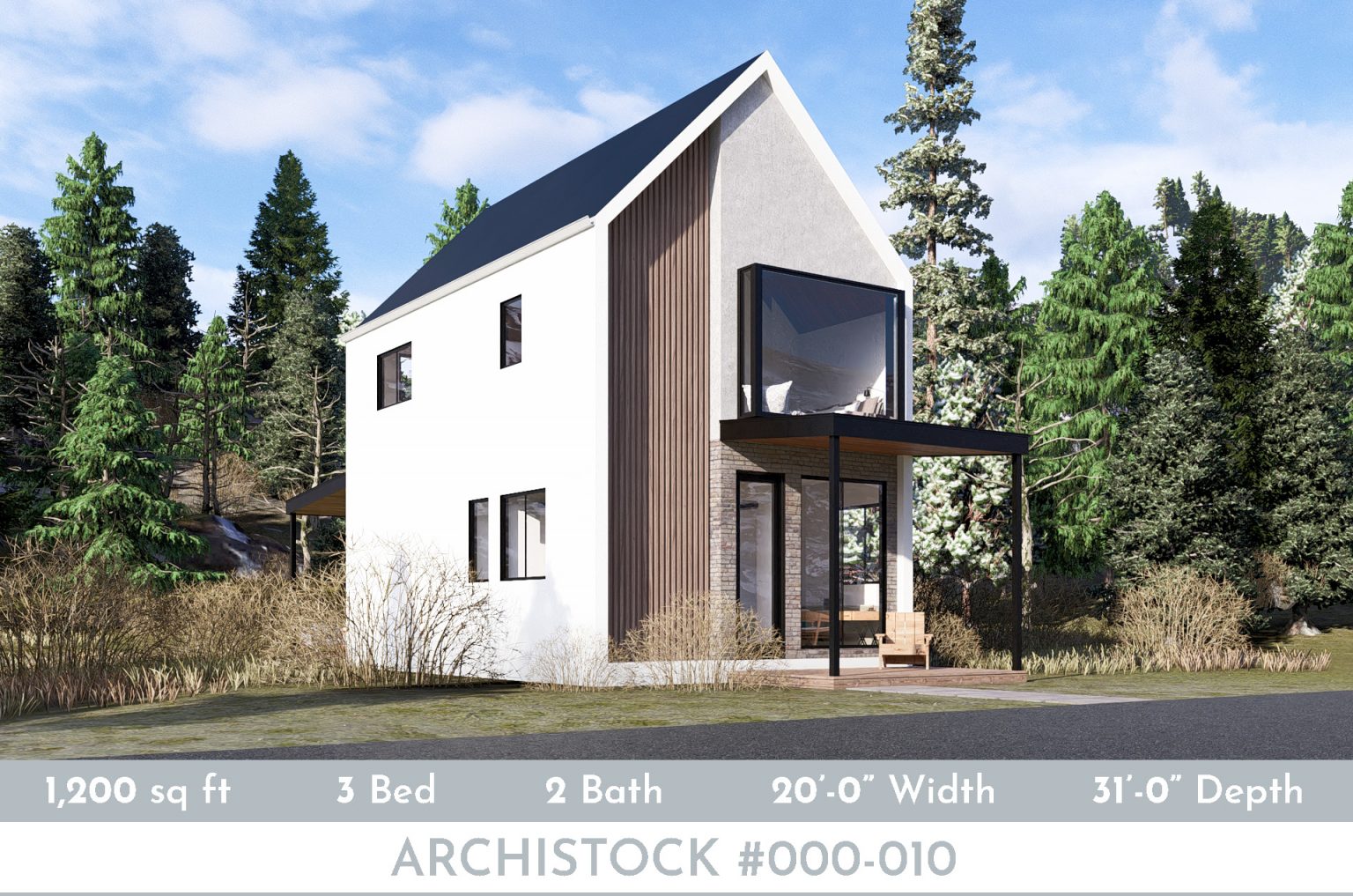 Small Cabin House, 1,200 sq ft, Scandinavian-Style - Modern House Plans