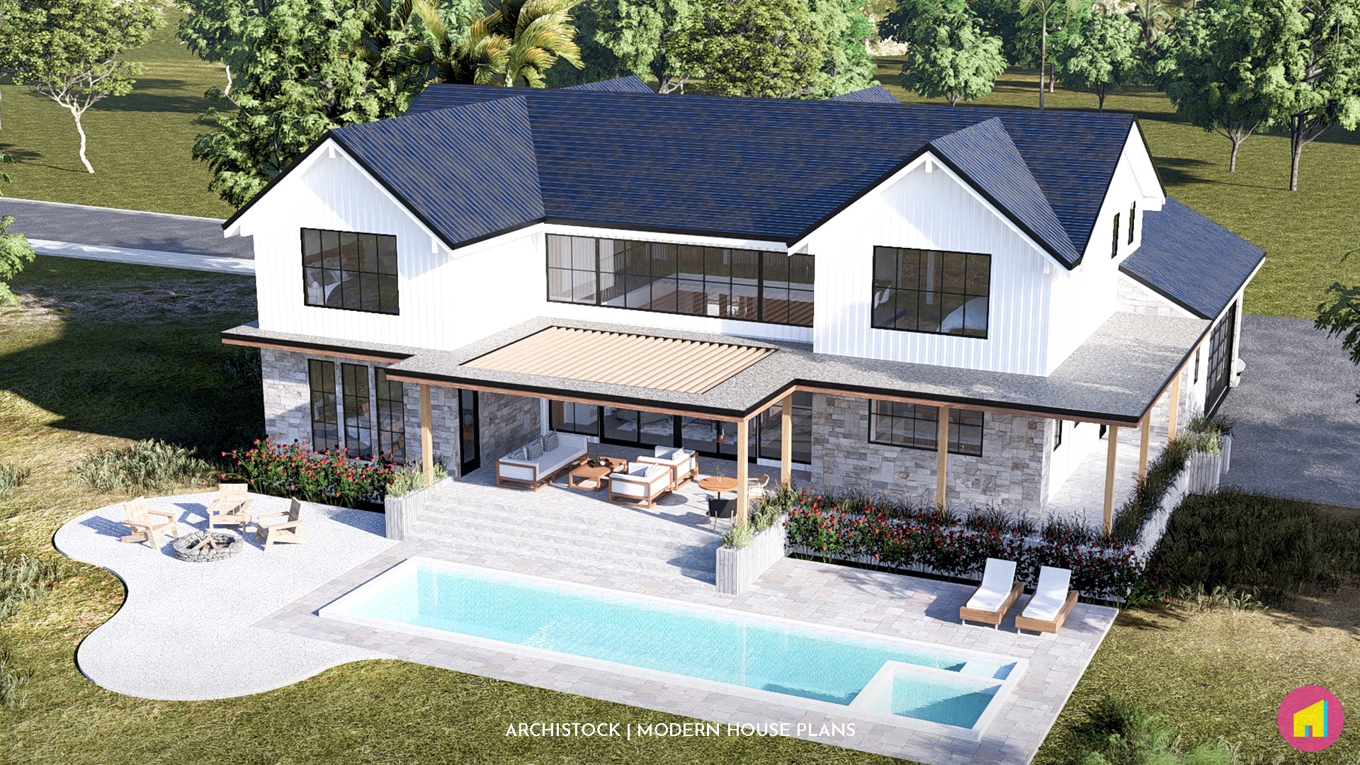 Transitional Modern Craftsman-style House Plan - ANK STUDIO House Plans