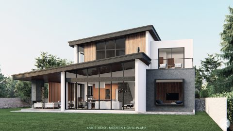 5-Bedroom Mid-Century Modern Contemporary House Plan - ANK STUDIO House ...
