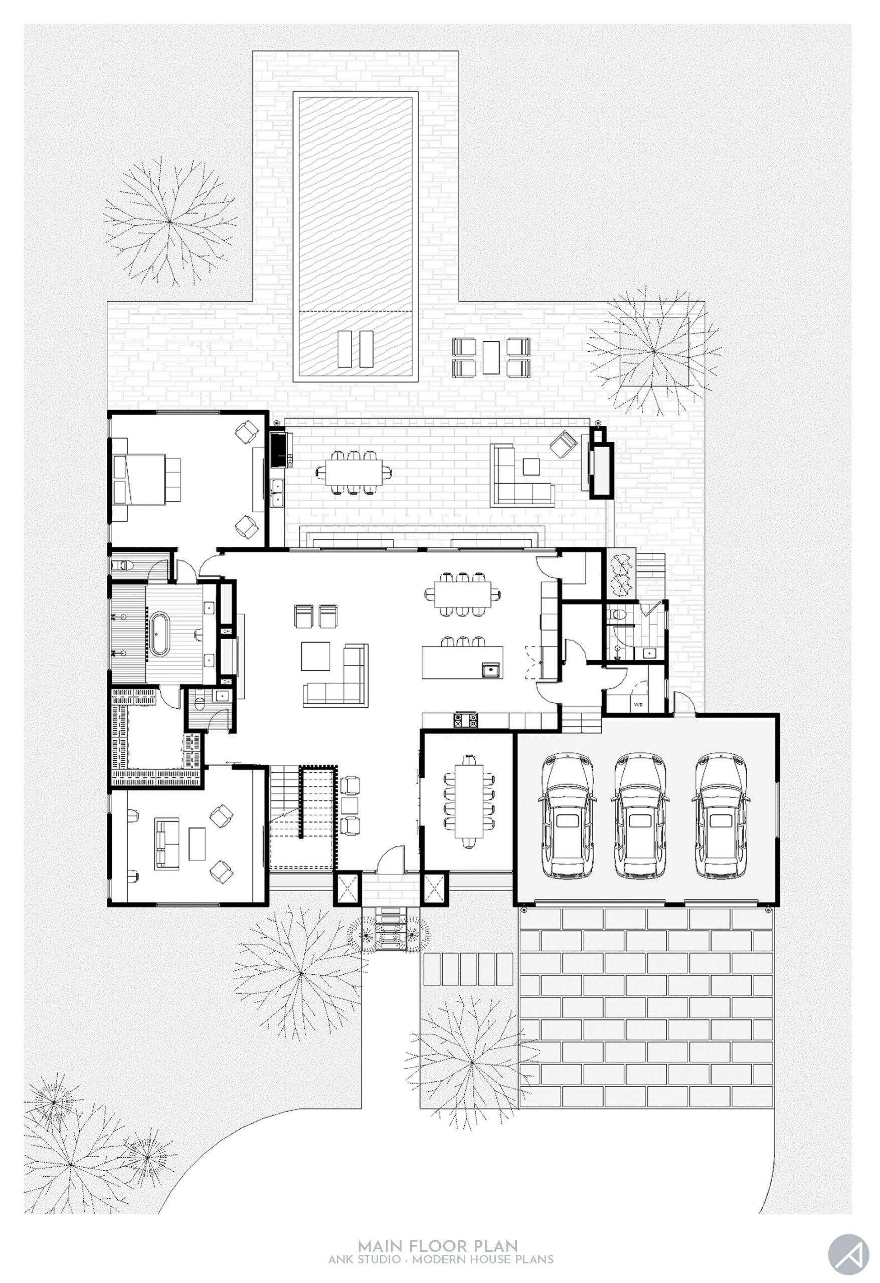 6-Bedroom Modern Farmhouse Plan for Spacious Living - ANK STUDIO House Plans