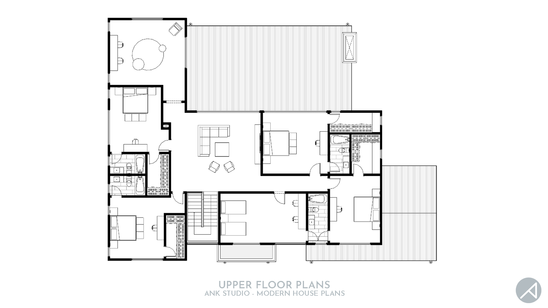 6-Bedroom Modern Farmhouse Plan for Spacious Living - ANK STUDIO House Plans