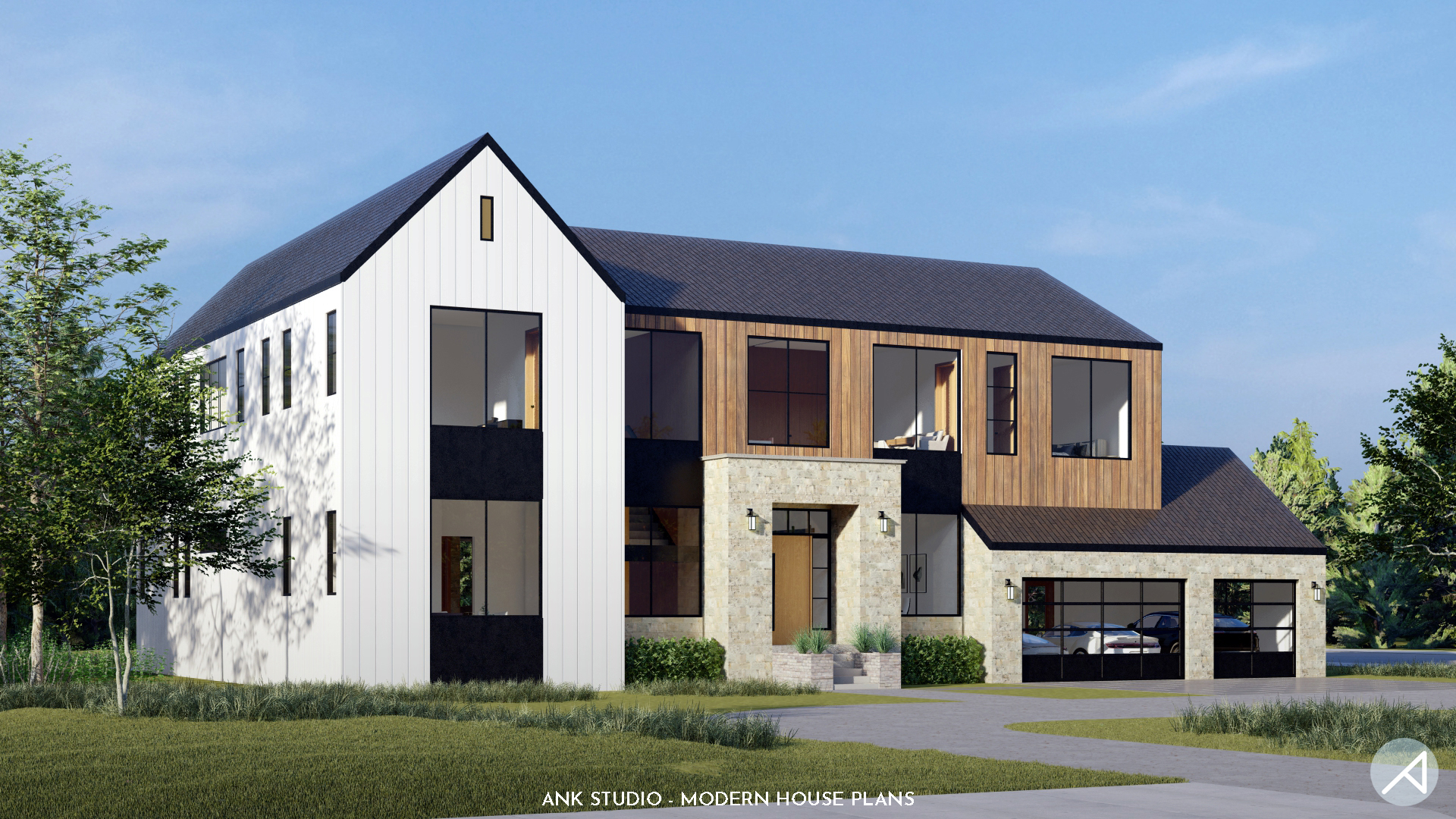 6-Bedroom Modern Farmhouse Plan for Spacious Living - ANK STUDIO House ...