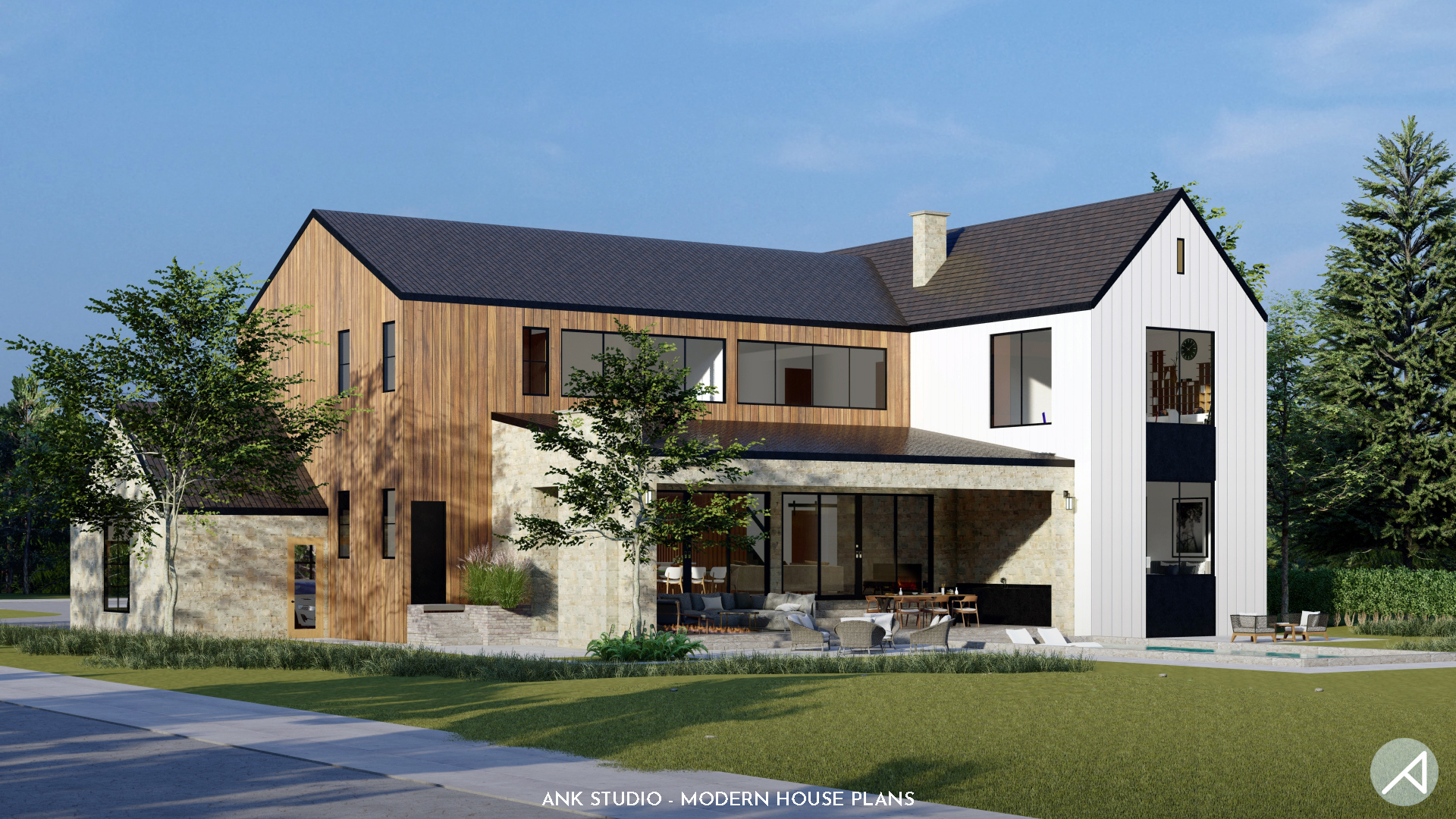 6-Bedroom Modern Farmhouse Plan for Spacious Living - ANK STUDIO House ...