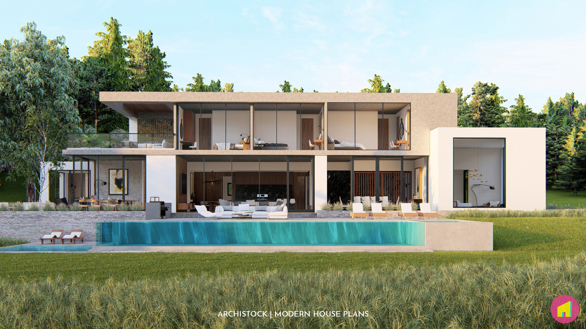 Ultra Modern Home with Infinity Pool - ANK STUDIO House Plans