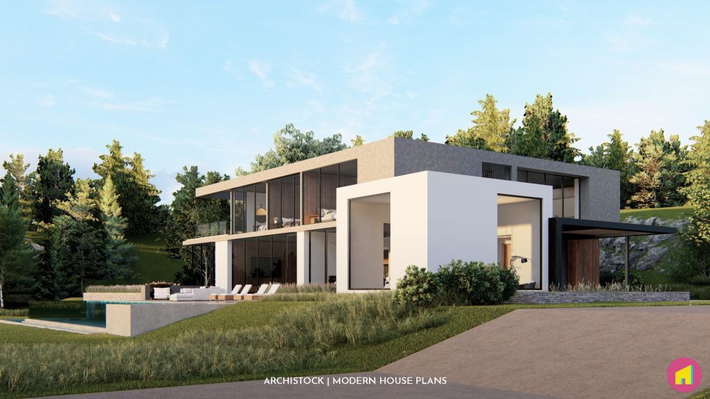 Ultra Modern Home with Infinity Pool - ANK STUDIO House Plans