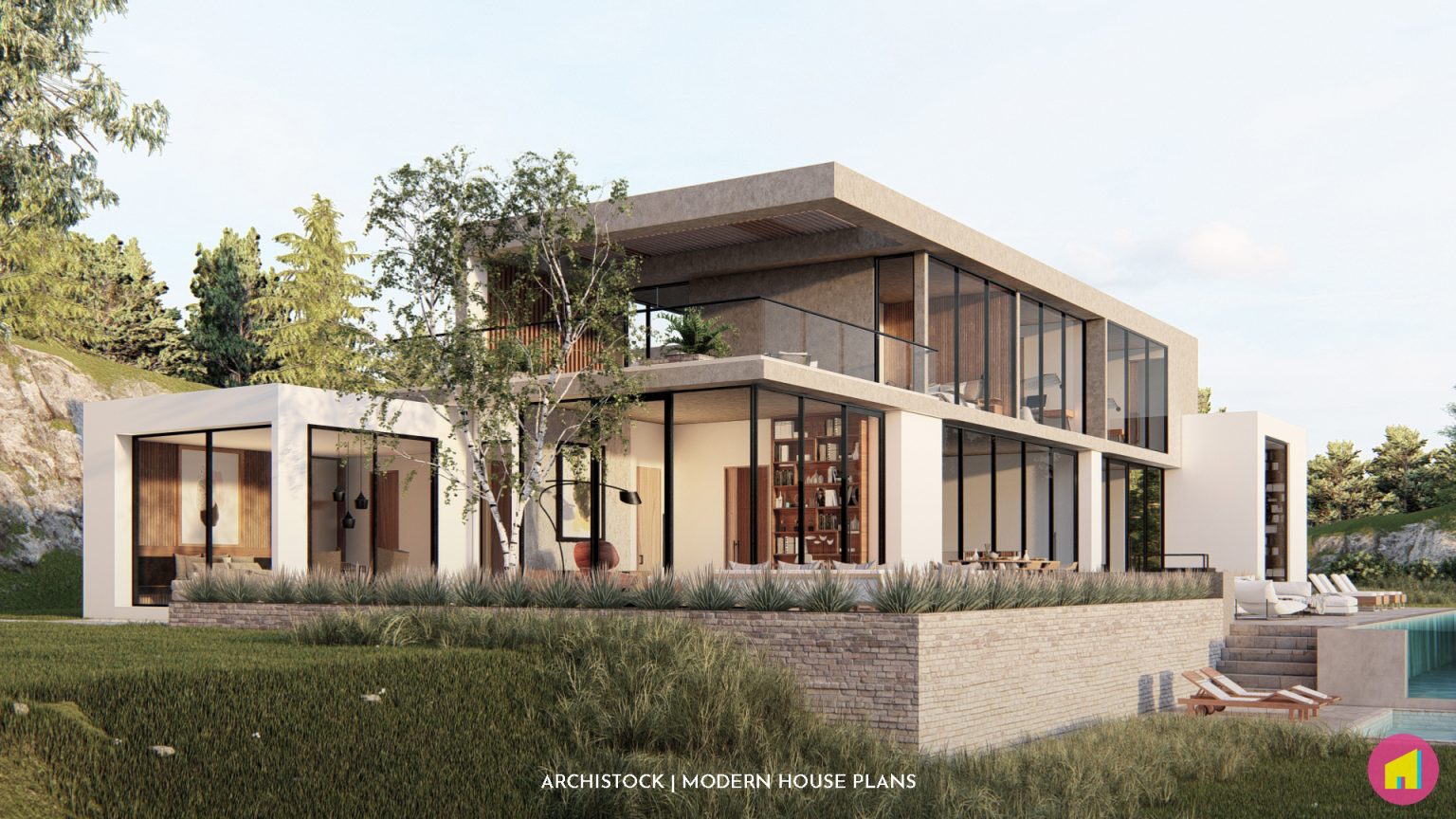 Ultra Modern Home with Infinity Pool - ANK STUDIO House Plans