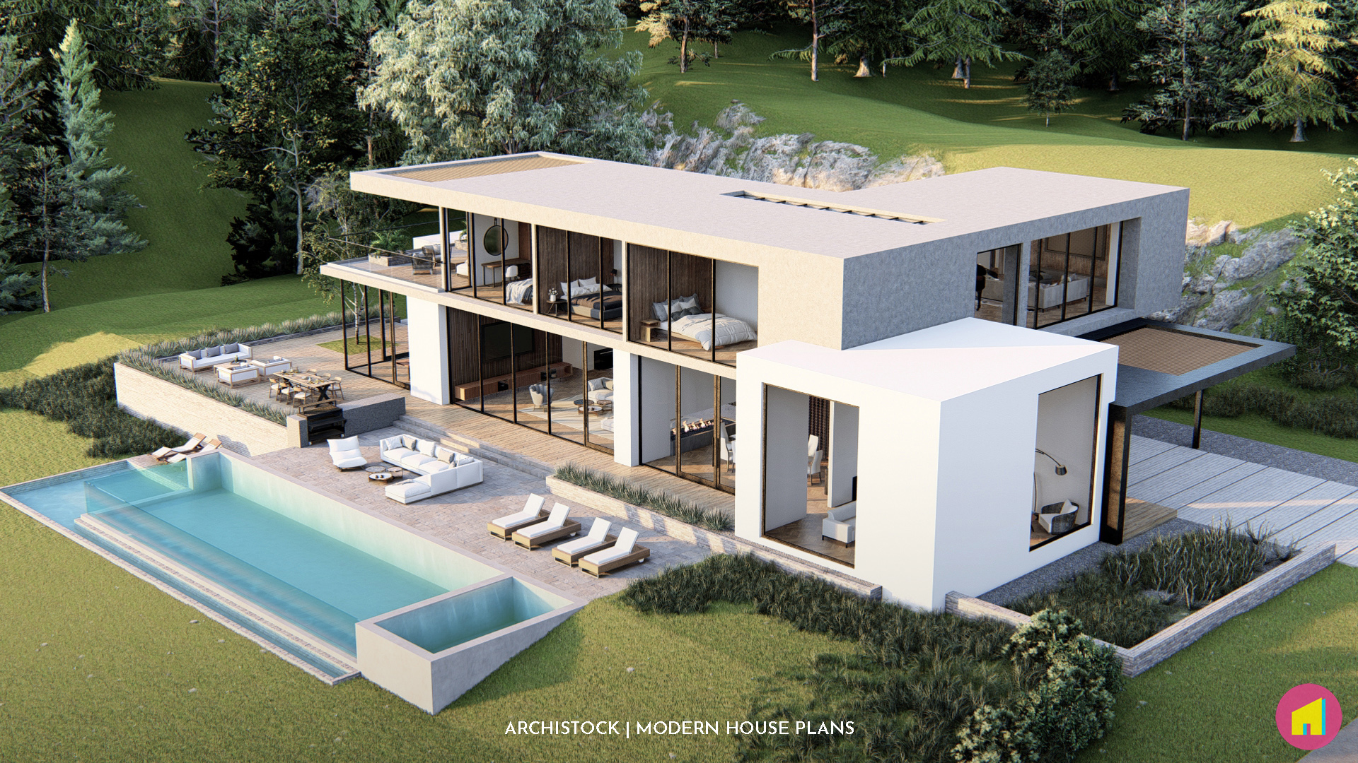 Ultra Modern Home with Infinity Pool - ANK STUDIO House Plans