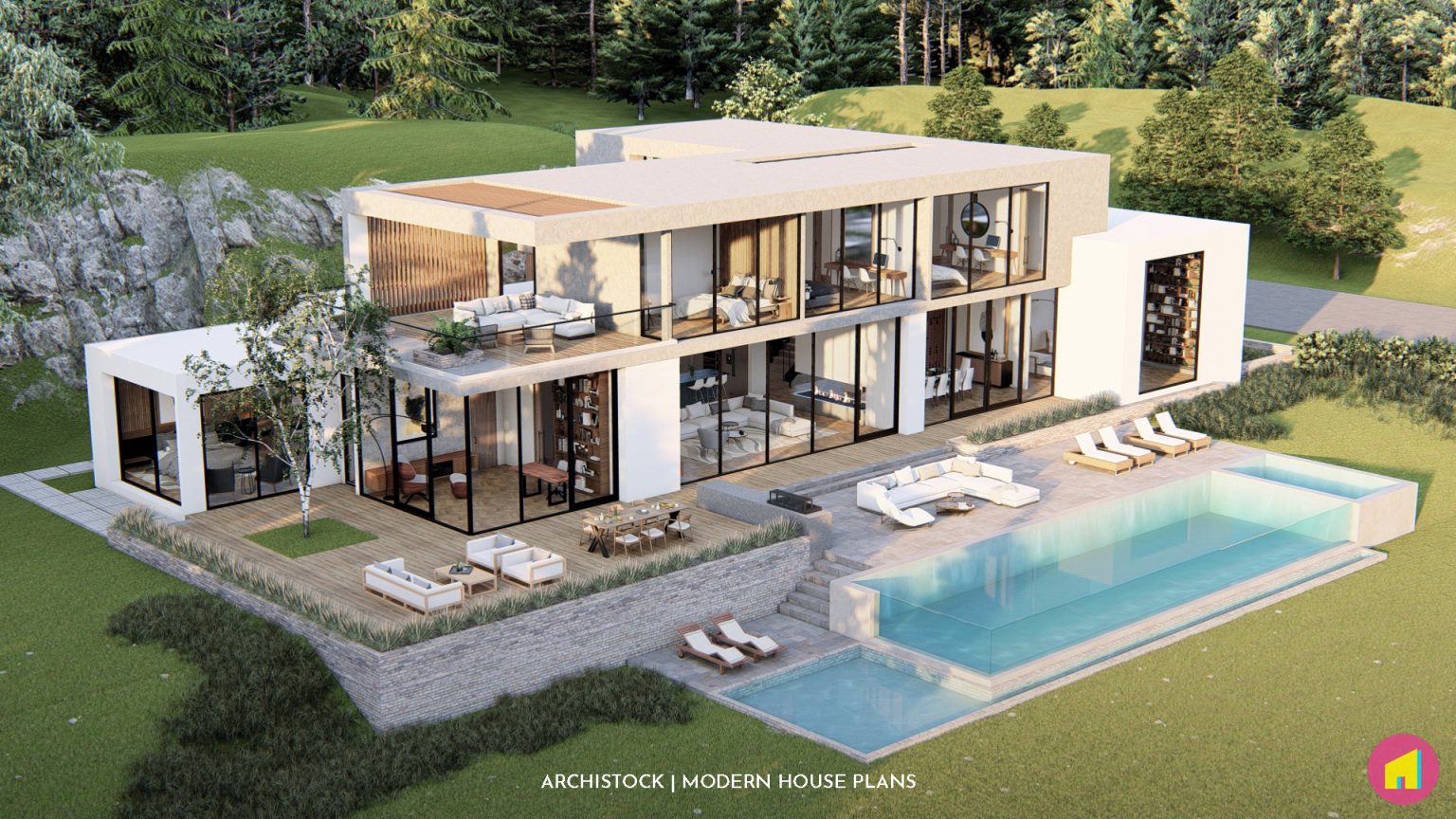 Ultra Modern Home with Infinity Pool - ANK STUDIO House Plans