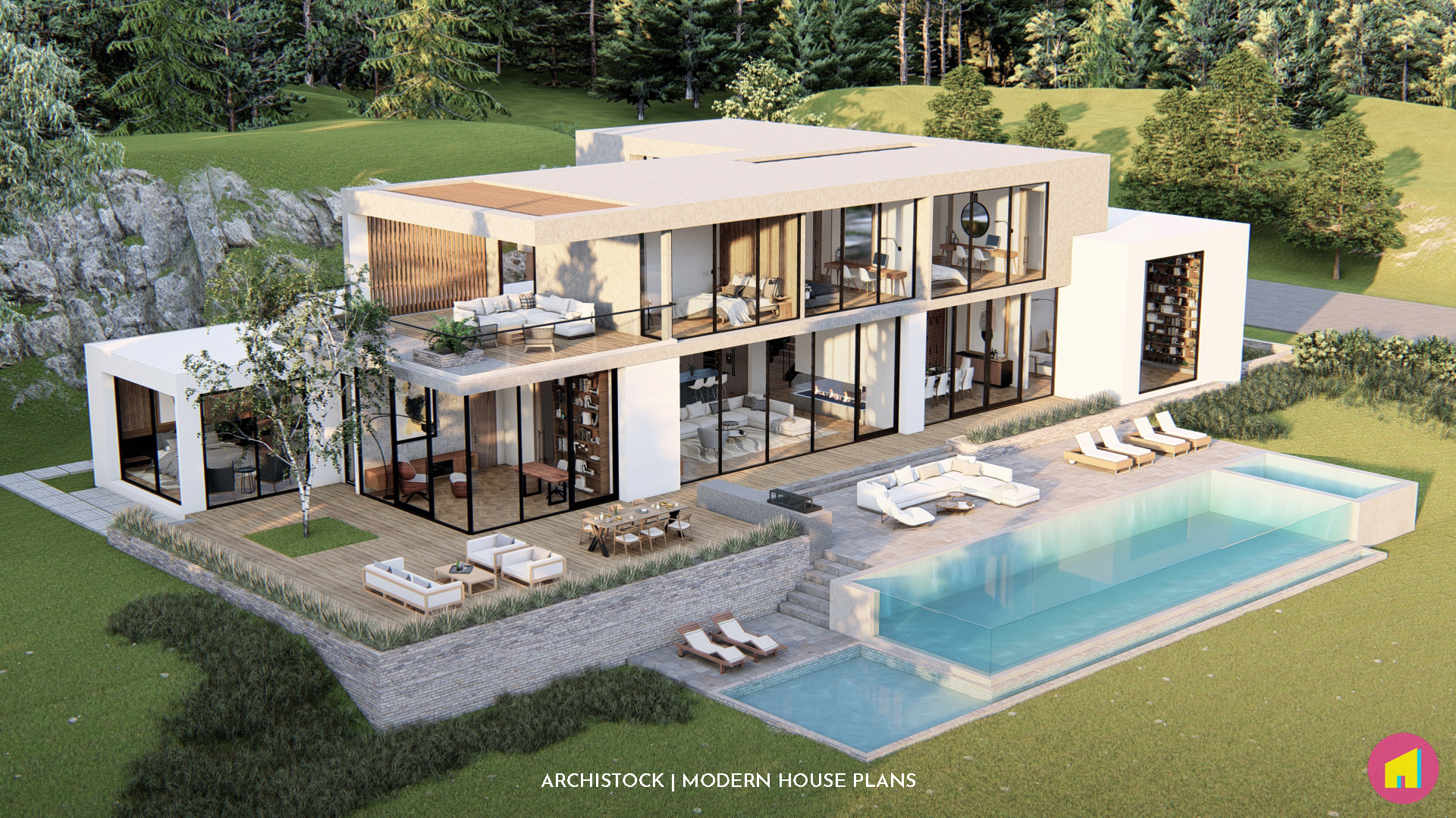 Ultra Modern Home with Infinity Pool - ANK STUDIO House Plans
