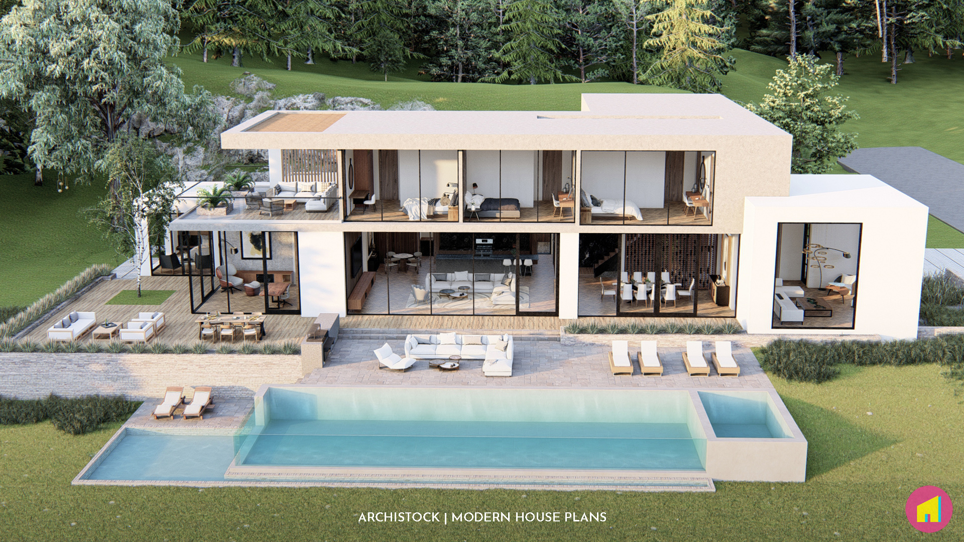 Ultra Modern Home with Infinity Pool - ANK STUDIO House Plans