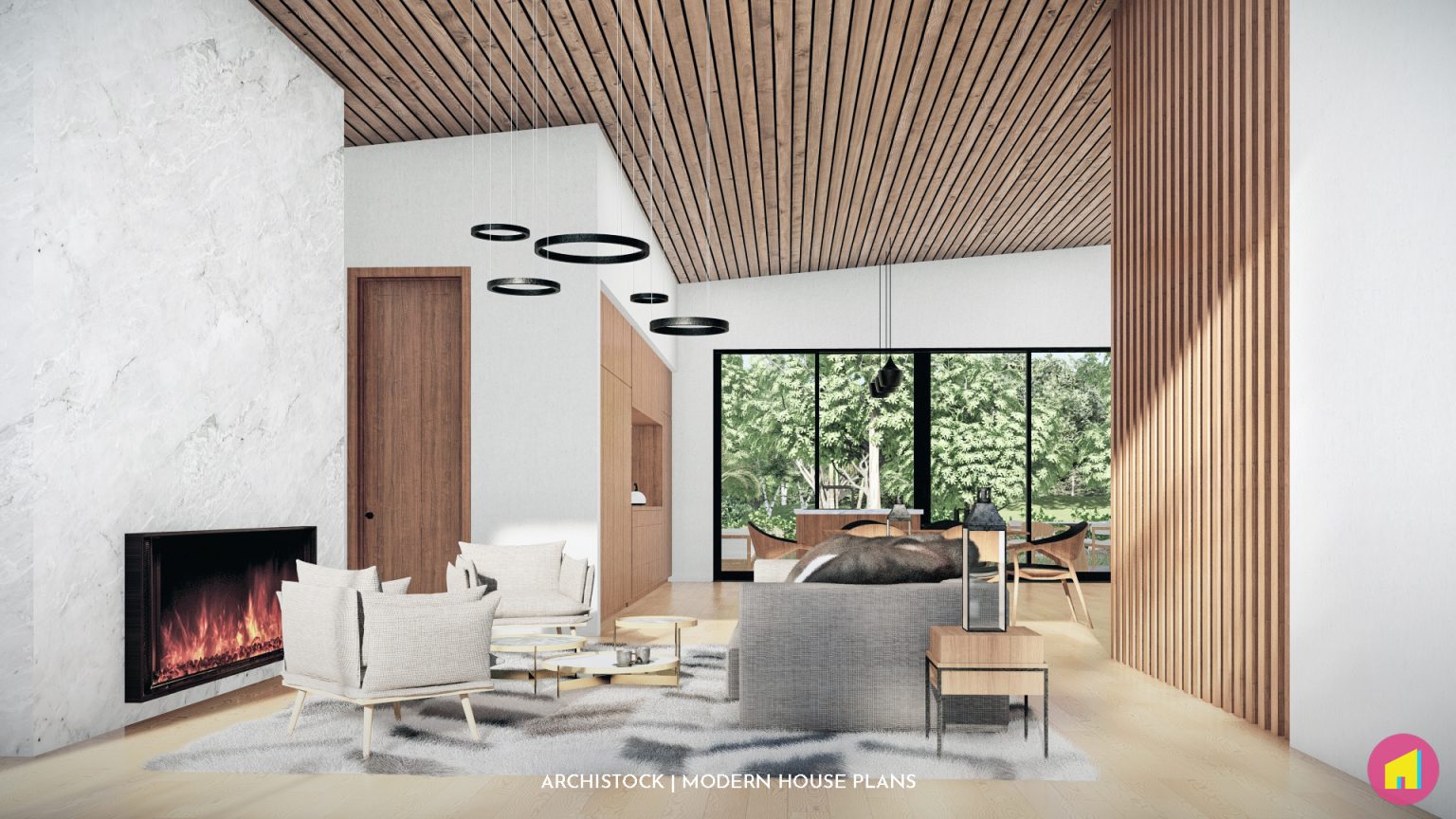 Mid-Century Modern Home, One-story House Concept - Modern House Plans