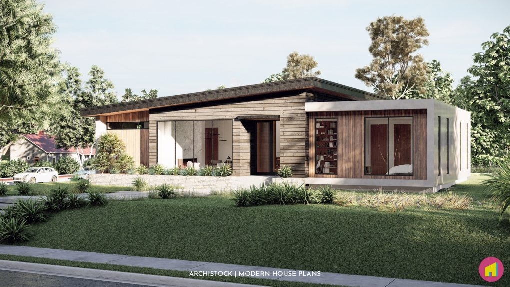 Mid-Century Modern Home, One-story House Concept - Modern House Plans
