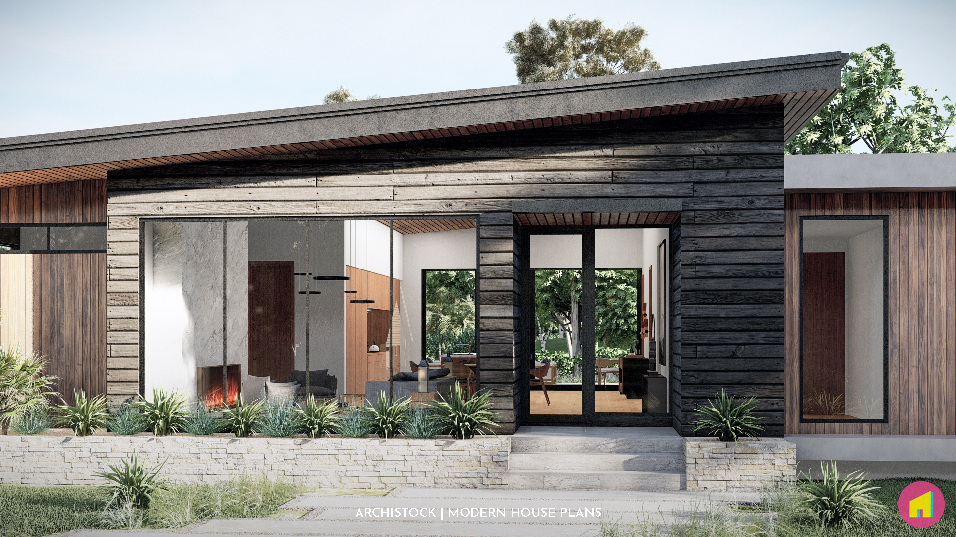 Mid-Century Modern Home, One-story House Concept - Modern House Plans