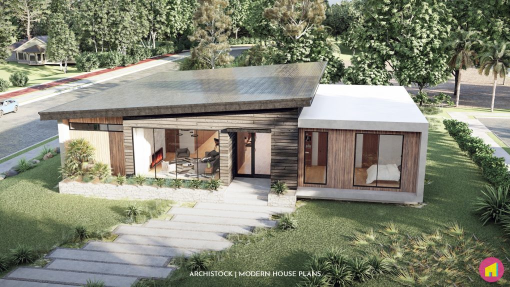 Mid-Century Modern Home, One-story House Concept - Modern House Plans