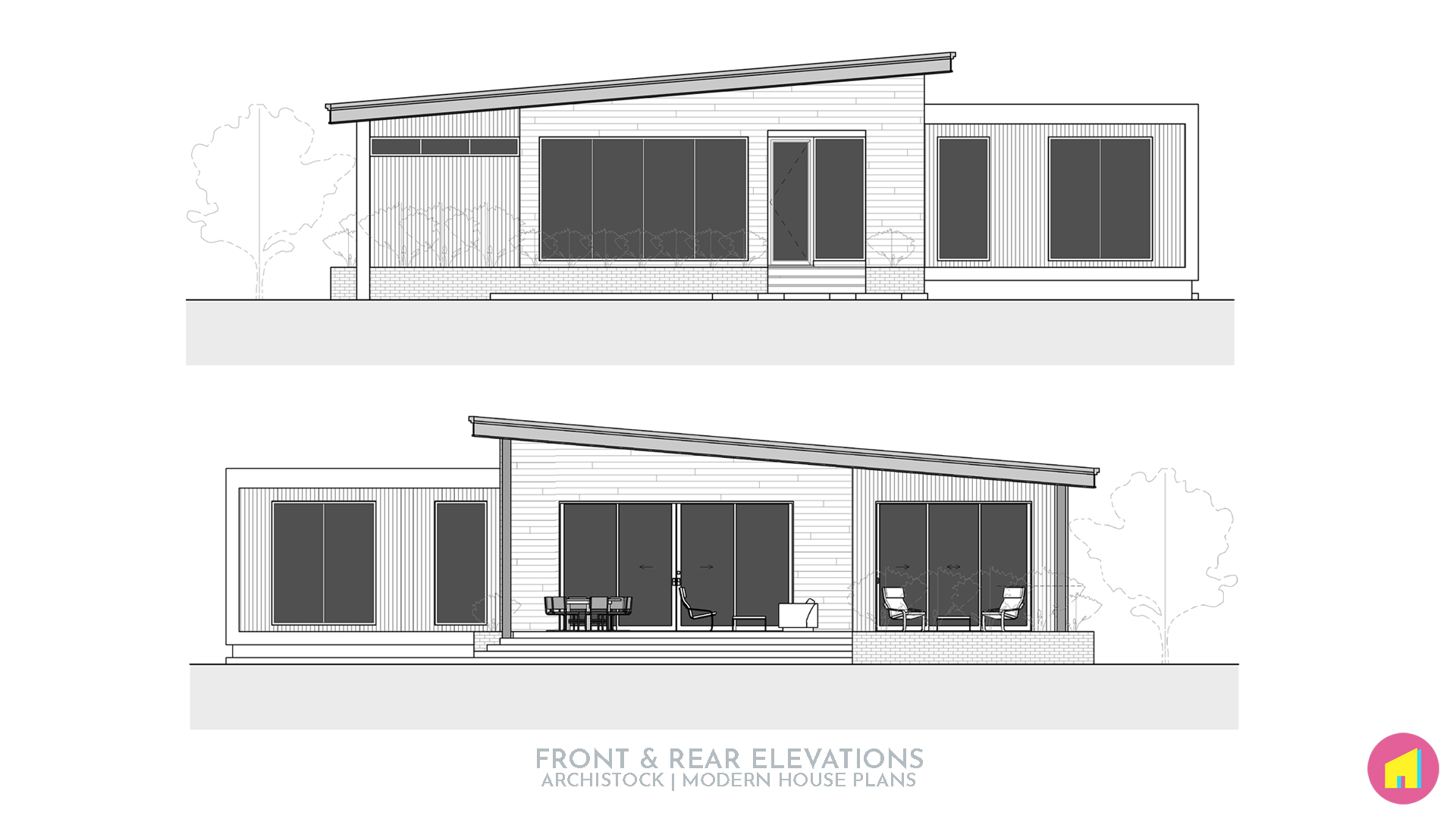 Mid-Century Modern Home, One-story House Concept - Modern House Plans