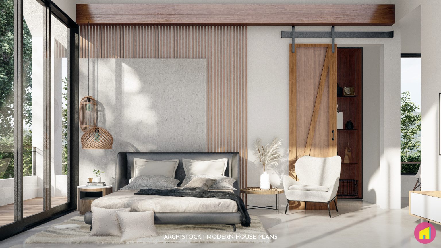 2,400 sq ft Minimalist Pitched-Roof House Plan - ANK STUDIO House Plans