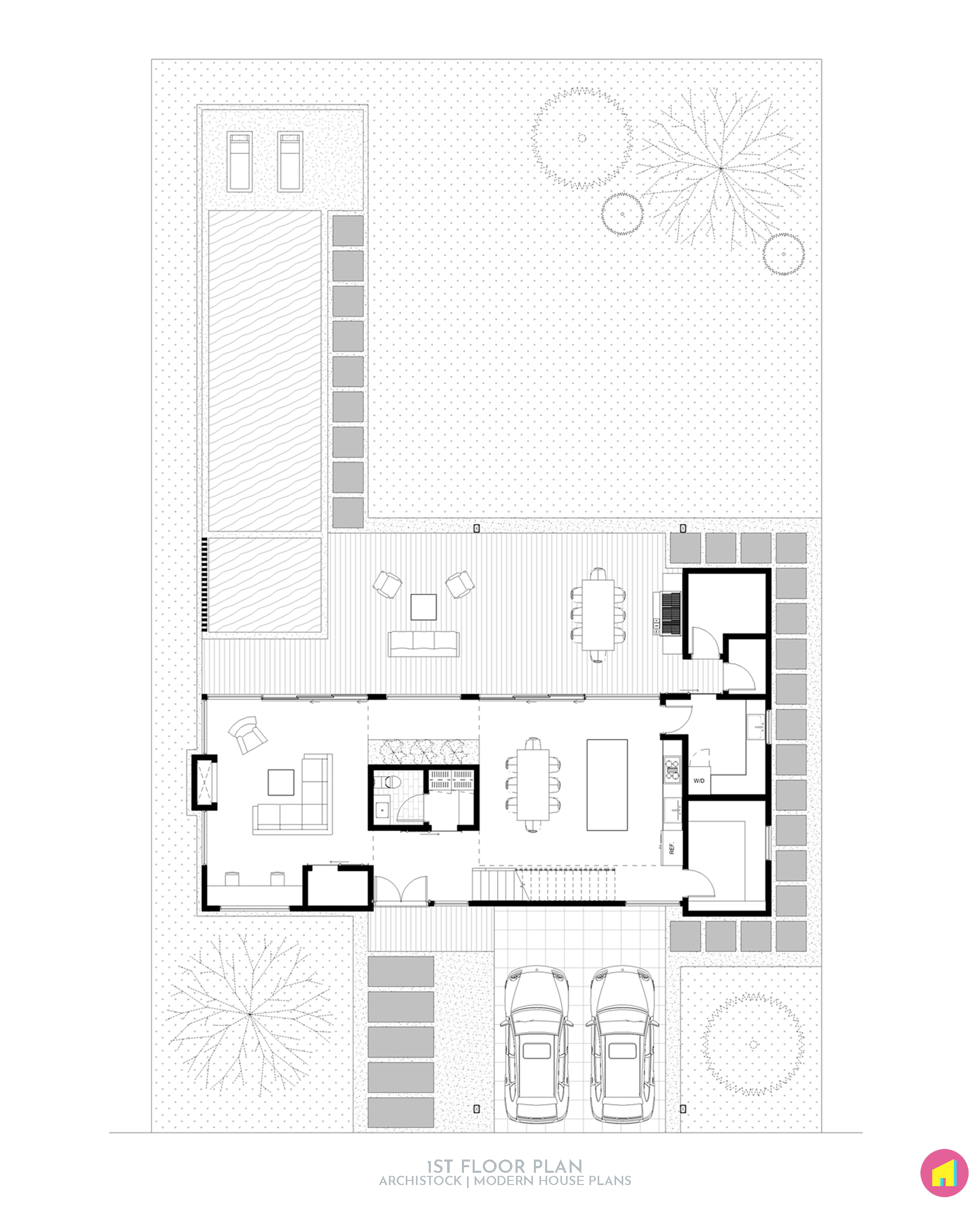 2,400 sq ft Minimalist Pitched-Roof House Plan - ANK STUDIO House Plans
