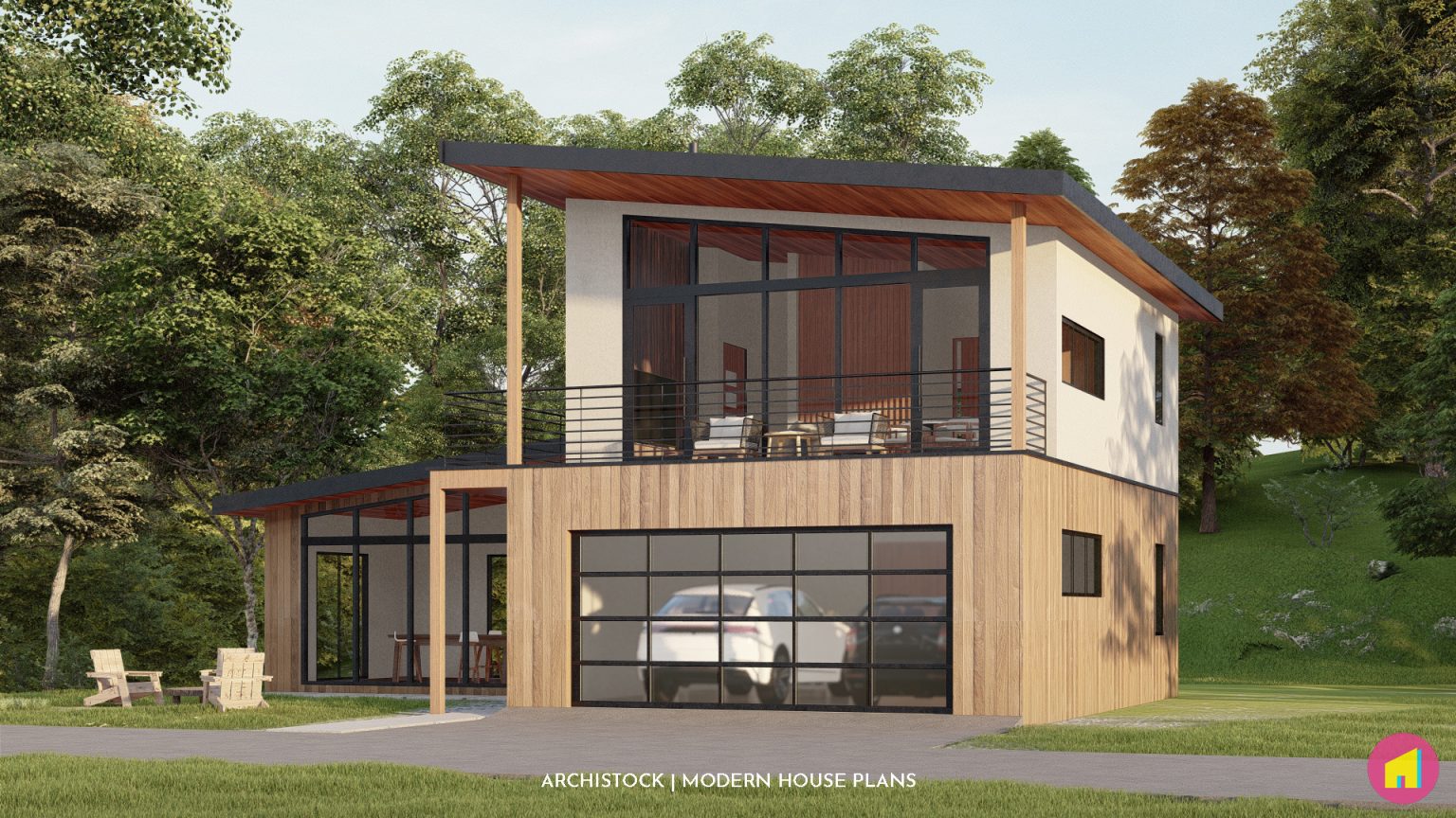 Modern Garage Apartment with Home Office - ANK STUDIO House Plans