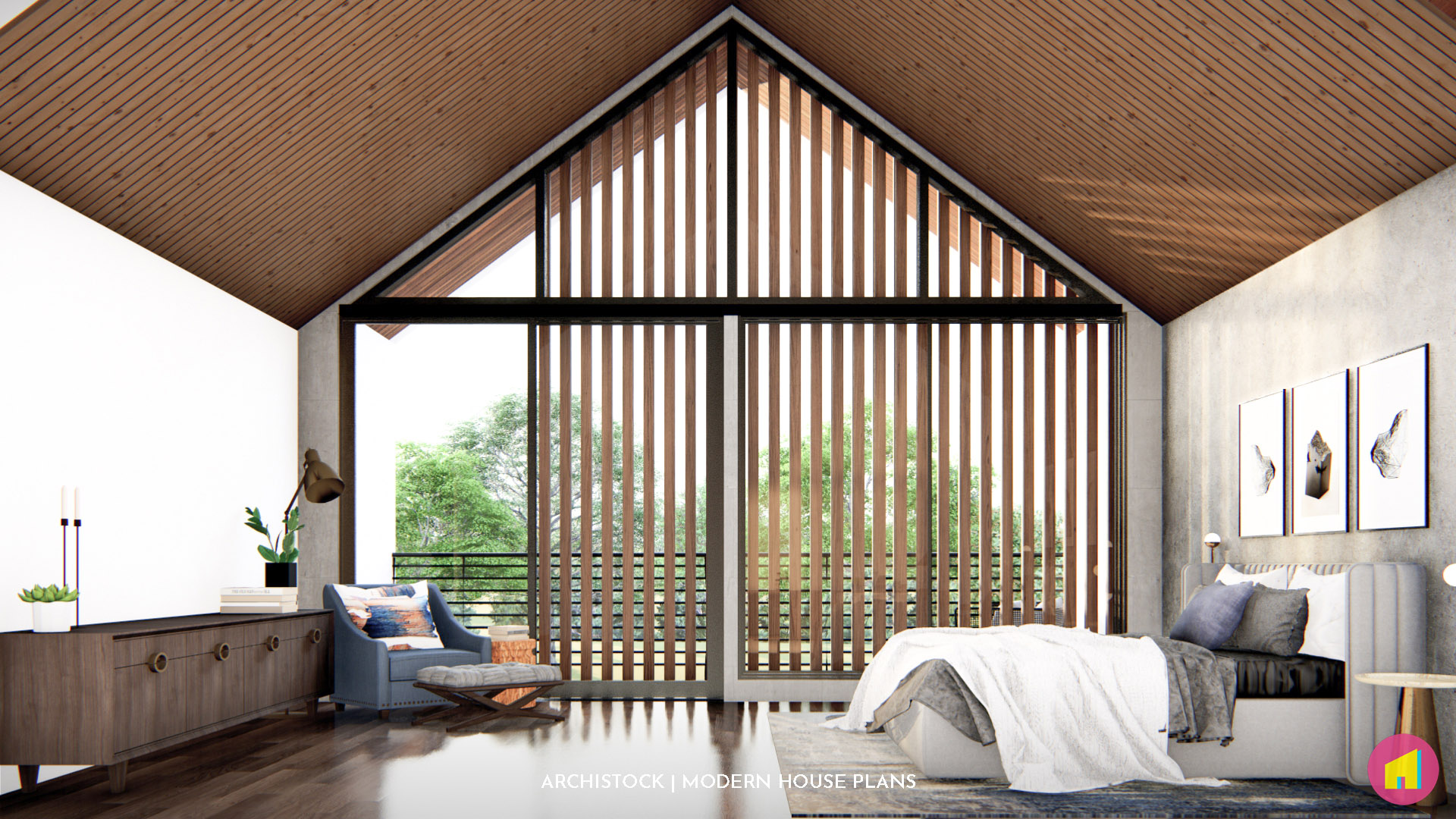 Narrow Lot Scandinavian Farmhouse - ANK STUDIO House Plans